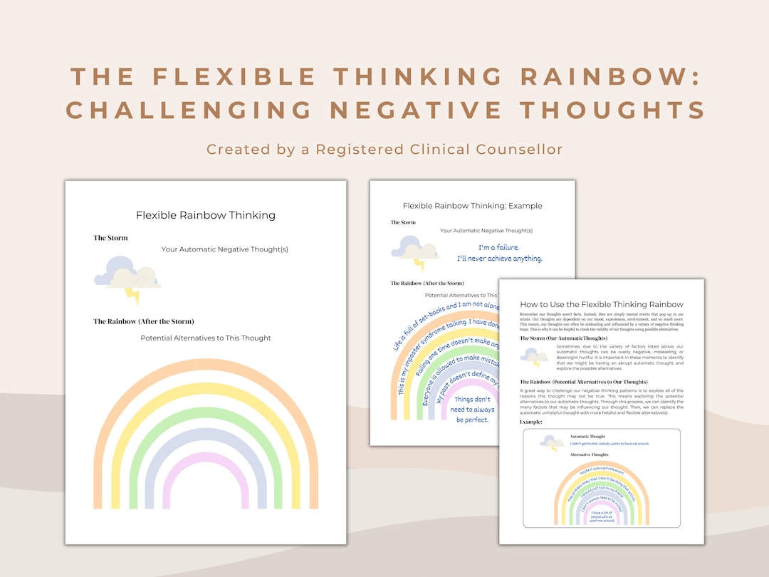 Flexible Thinking Rainbow Worksheet: CBT Thought Replacement (PDF) - Etsy