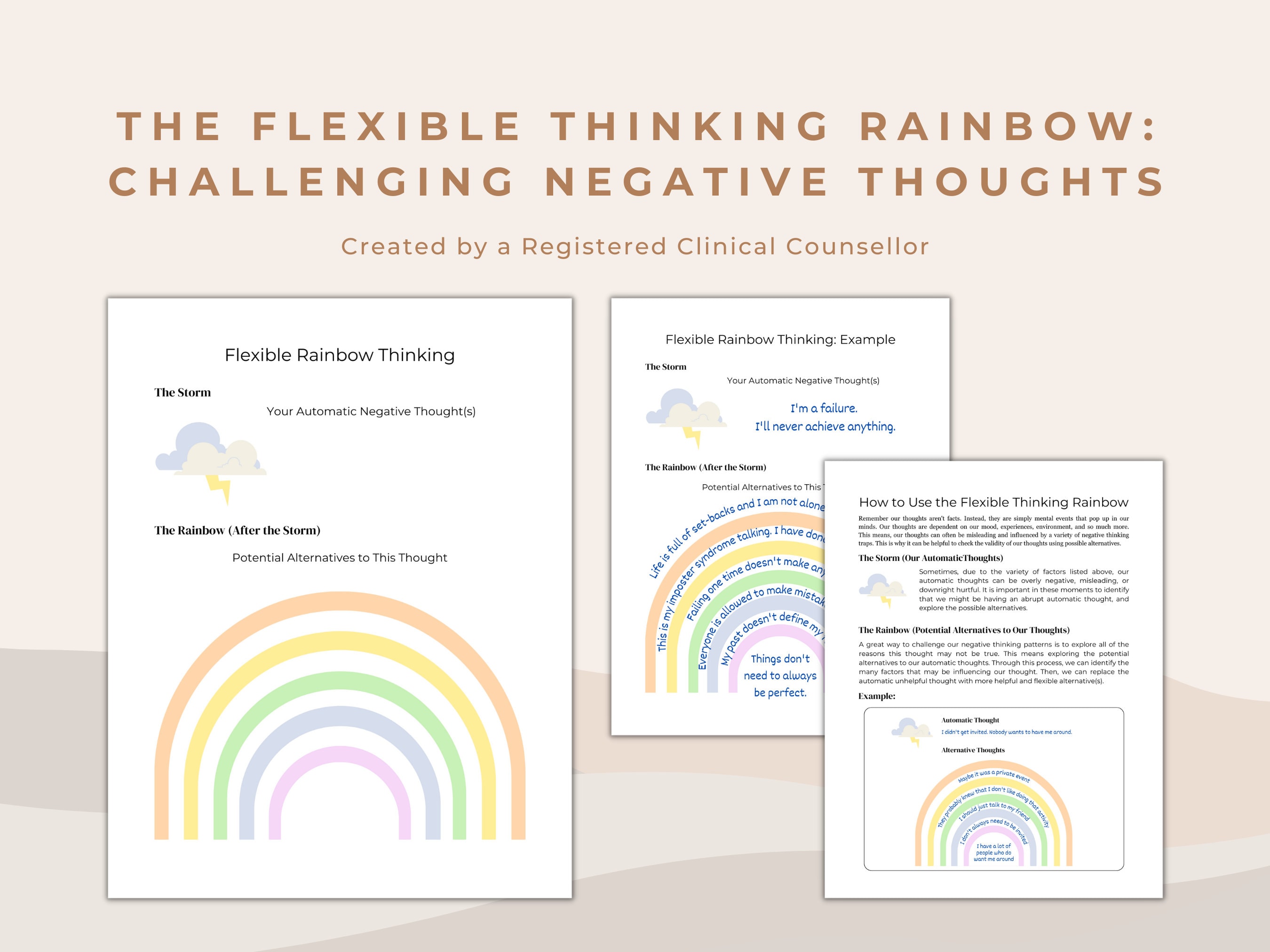 Flexible Thinking Rainbow Worksheet: CBT Thought Replacement (PDF) - Etsy