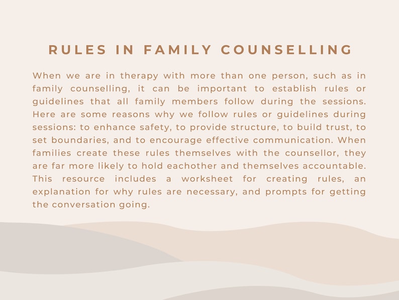 Family Therapy Rules Worksheet: Counselling Prompts (PDF) - Etsy