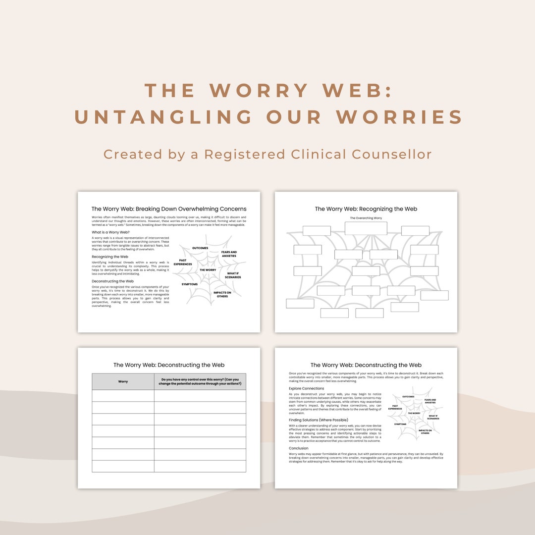 Worry Web Worksheet: Anxiety Management Tool (PDF) - Etsy