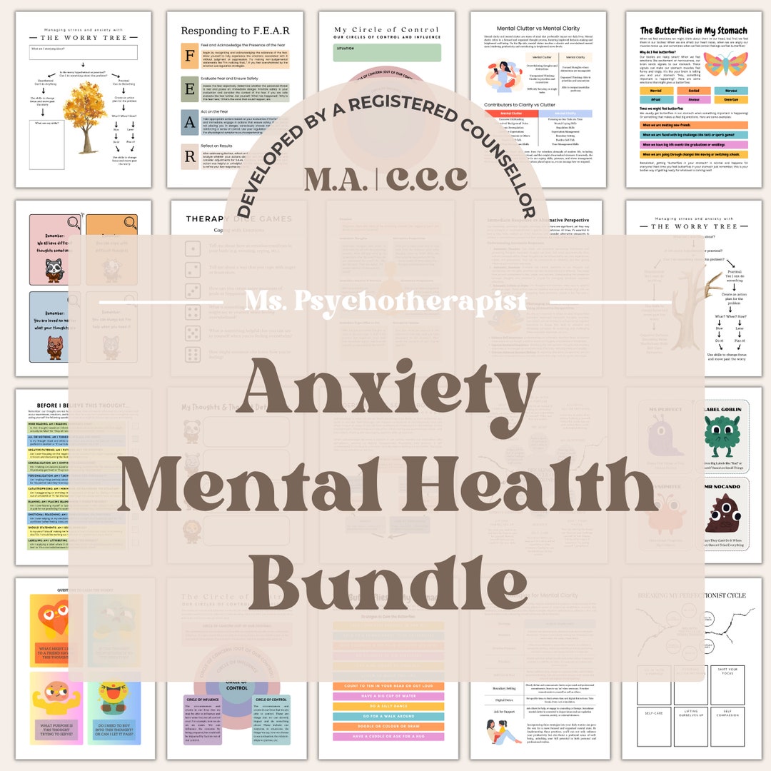 Anxiety Therapy Mega Bundle: Psychoeducation, Exercises, and Activities ...