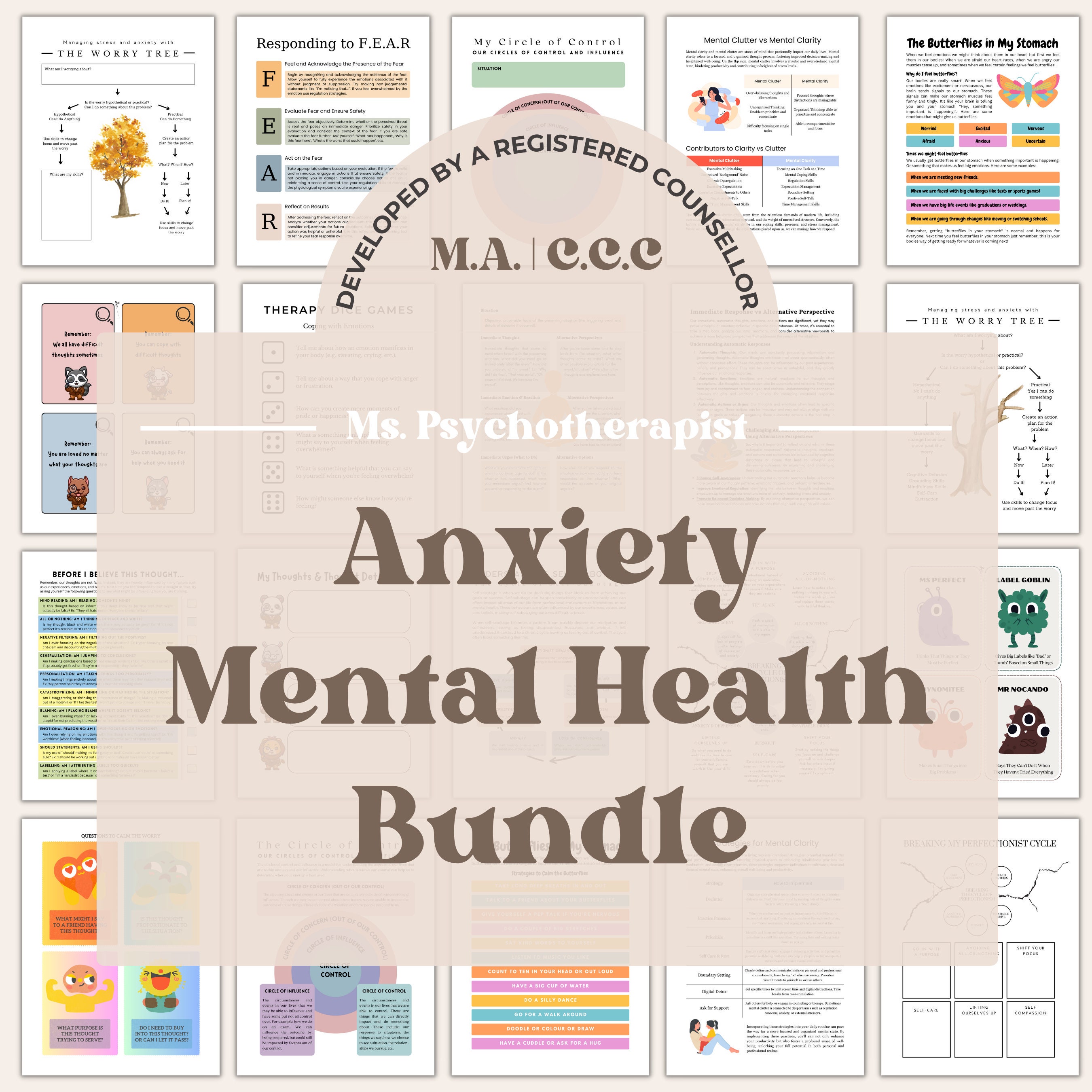 Anxiety Therapy Mega Bundle: Psychoeducation, Exercises, and Activities ...