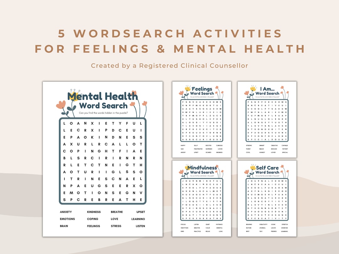 Mental Health Emotions Wordsearches for Children | Teaching Coping ...