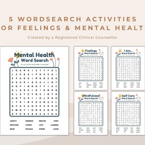 Mental Health Emotions Wordsearches for Children | Teaching Coping ...