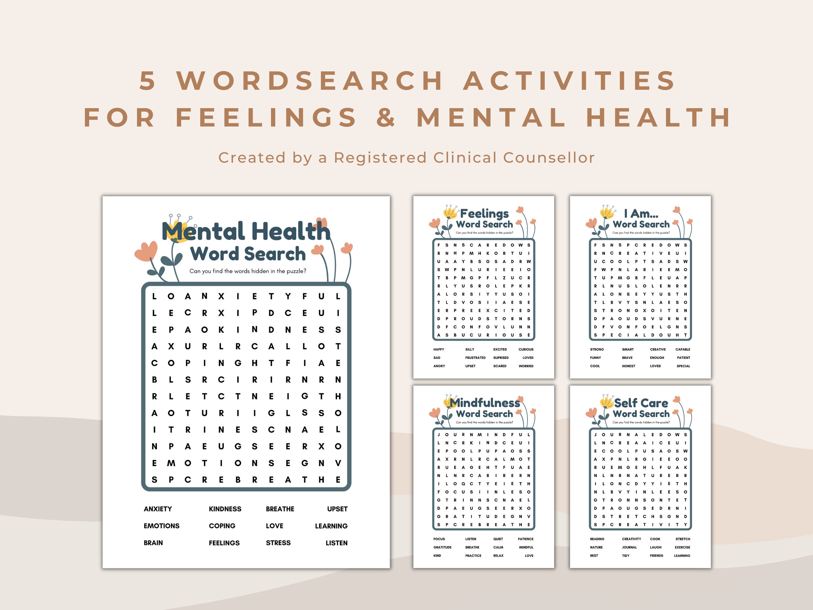 Mental Health Emotions Wordsearches for Children Teaching - Etsy