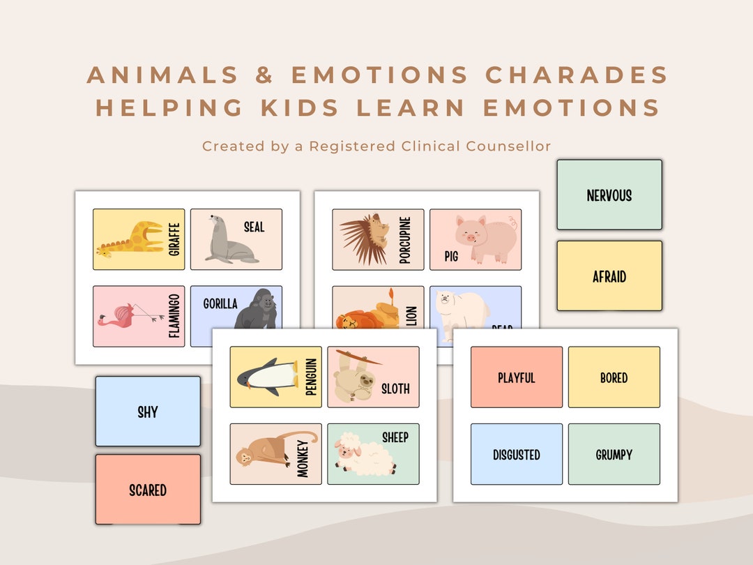 Emotions Charades Game With Animals for Teaching Social Skills and ...