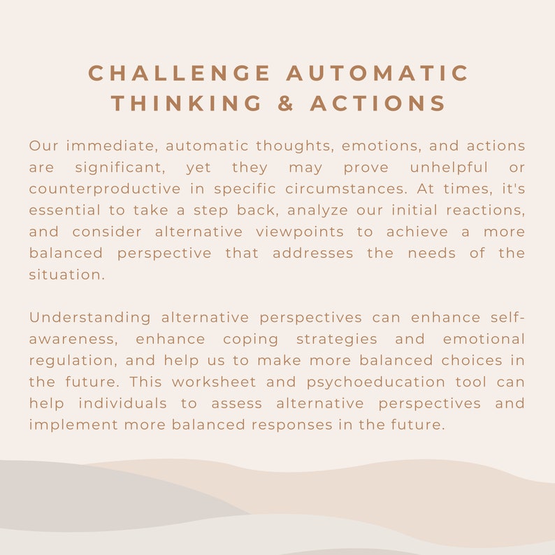 Alternative Thoughts CBT Worksheet for Mental Health and Wellbeing ...