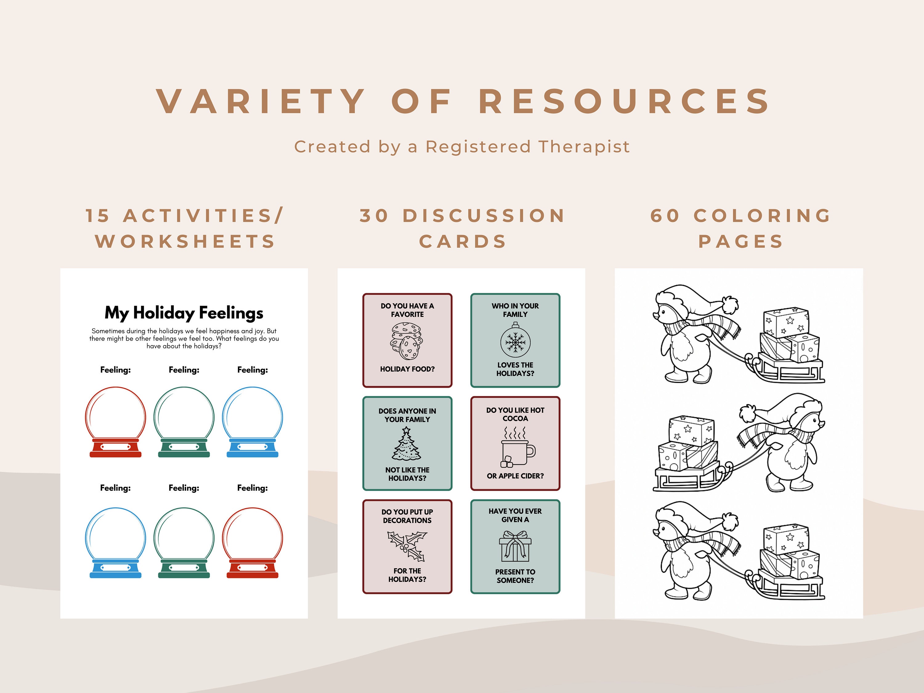 Holiday Mental Health Activities: Christmas Counseling Worksheets (PDF ...