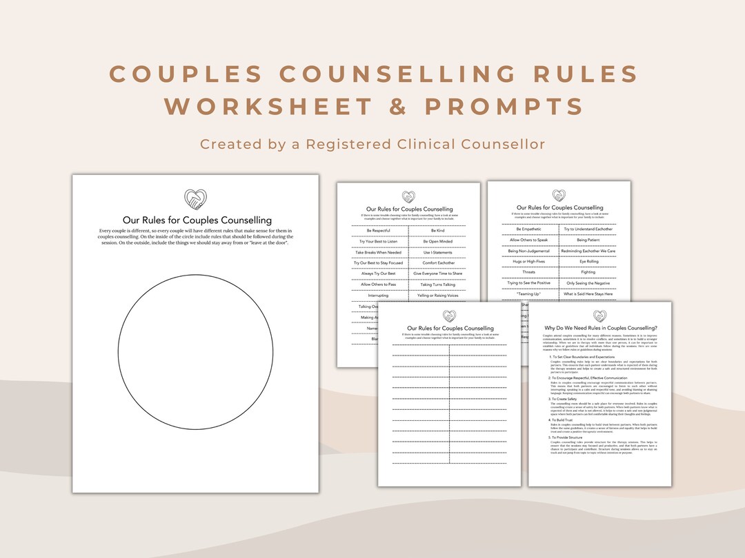 Couples Counselling Rules Worksheet: Boundaries & Communication (PDF ...