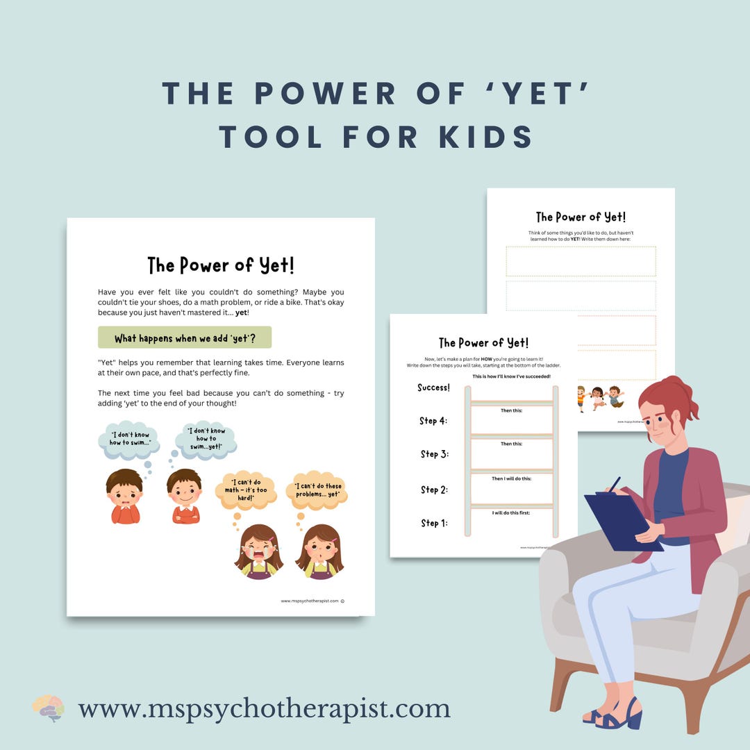The Power of yet Worksheets for Development of Growth Mindset in Child ...