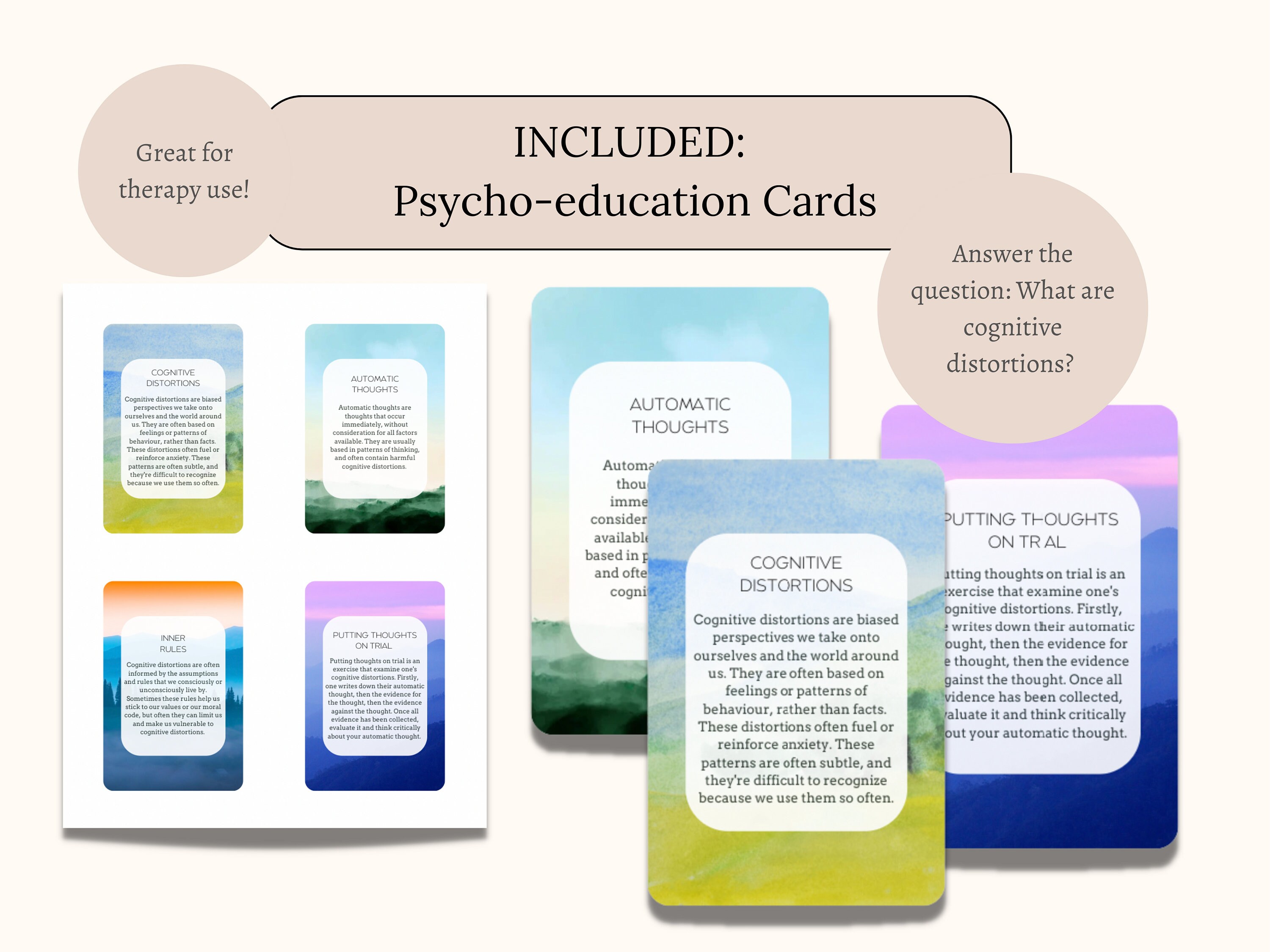 Cognitive Distortions and Coping Skills Mountain Card Pack 52 - Etsy
