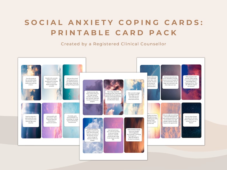 Public/social Anxiety Coping Card Pack & Psychoeducation - Etsy