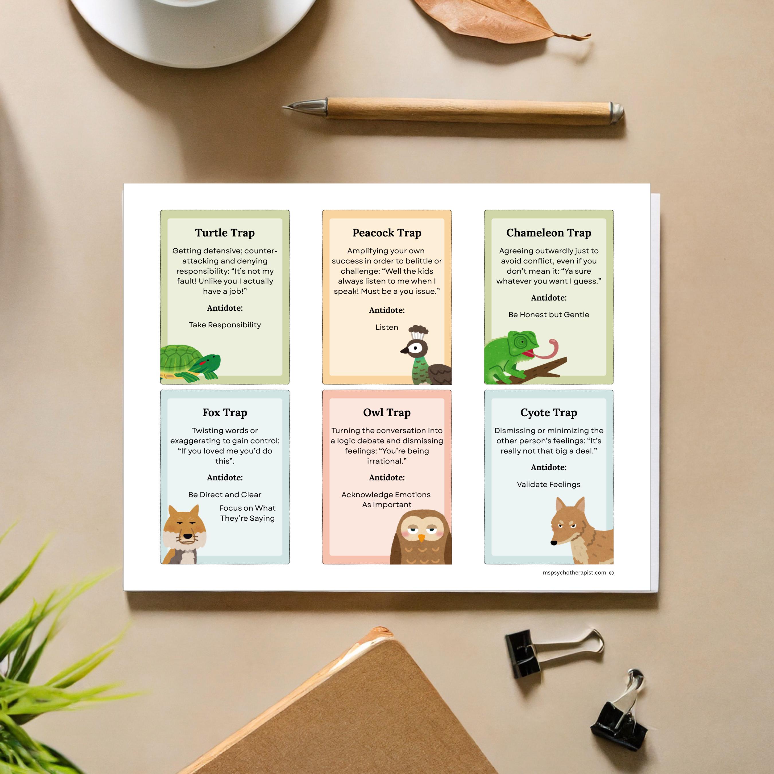 Communication Traps: Printable Cards for Couples Counseling and Mental ...