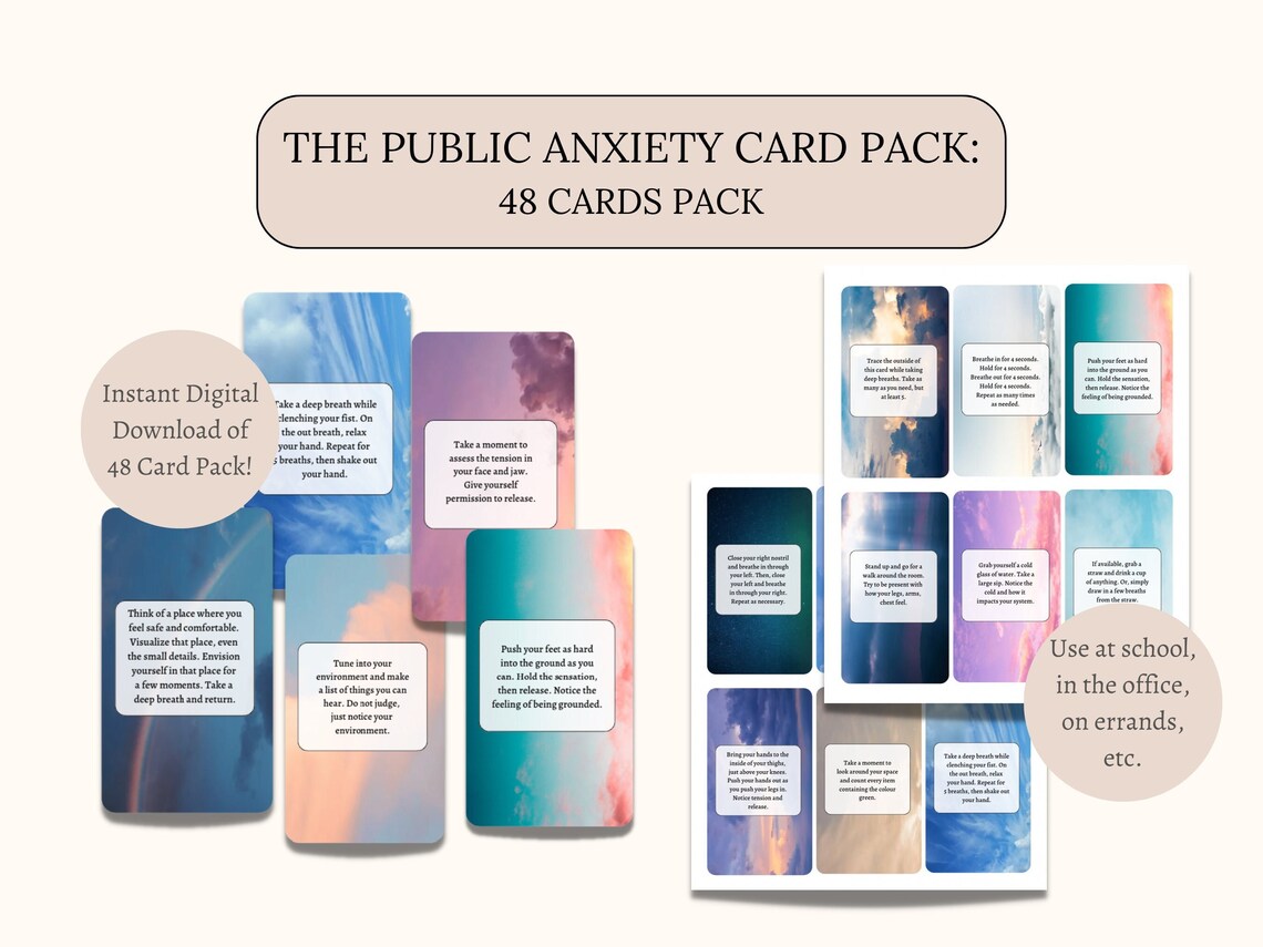 Public/social Anxiety Coping Card Pack & Psychoeducation - Etsy