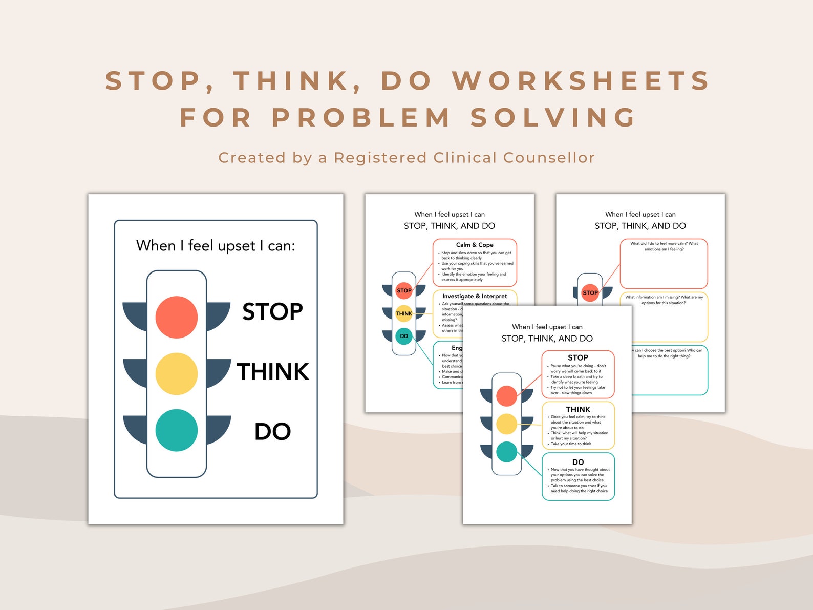 Stop Think Do Traffic Light Worksheets and Mental Health - Etsy