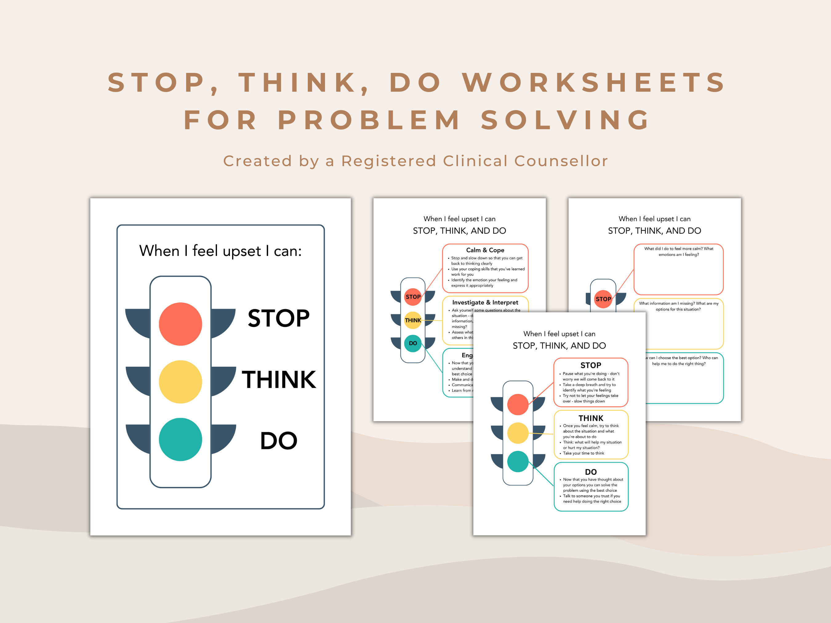 Stop Think Do Traffic Light Worksheets and Mental Health - Etsy