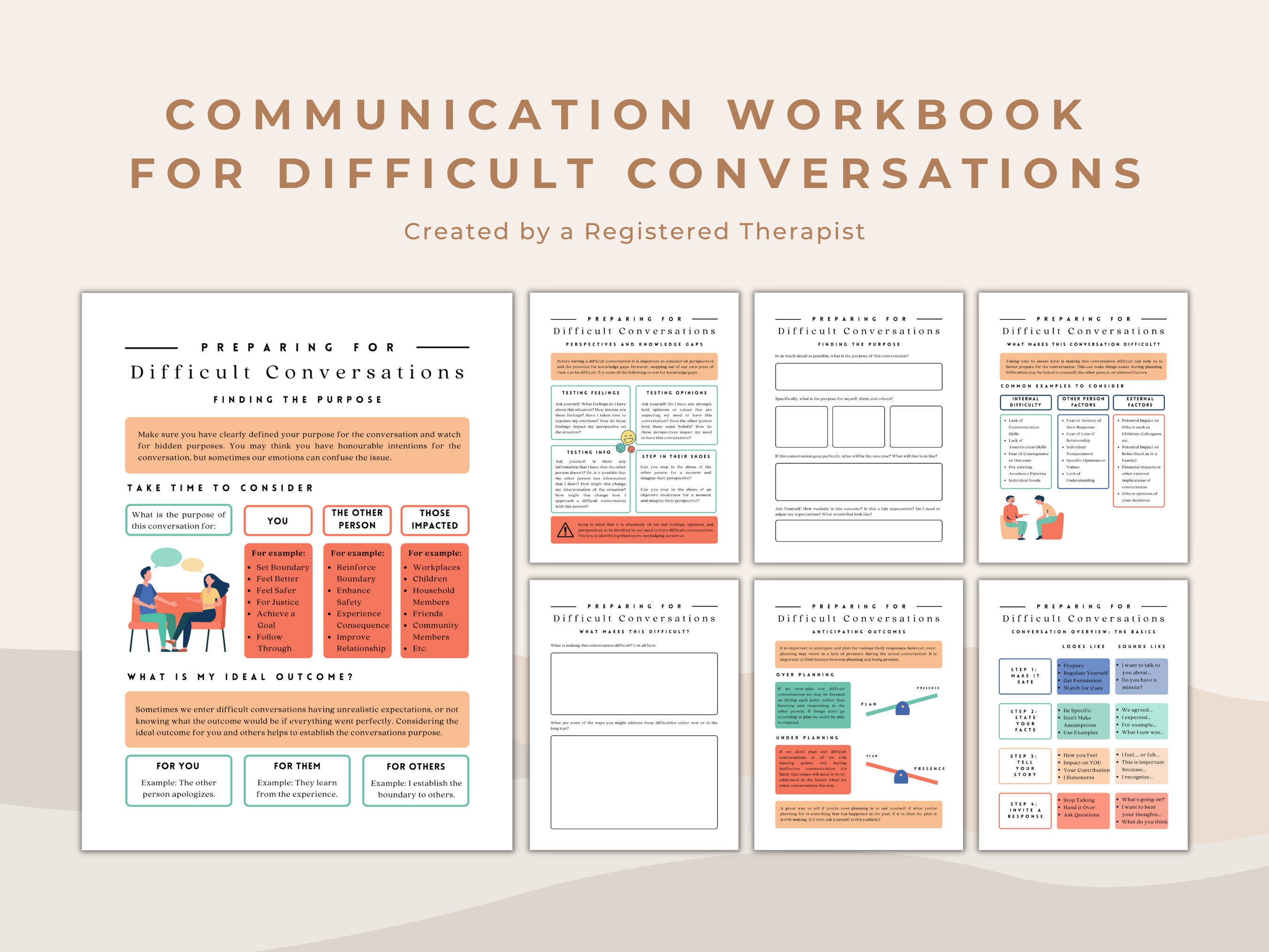 Difficult Conversations Workbook: Assertiveness Training, Therapy Aid ...