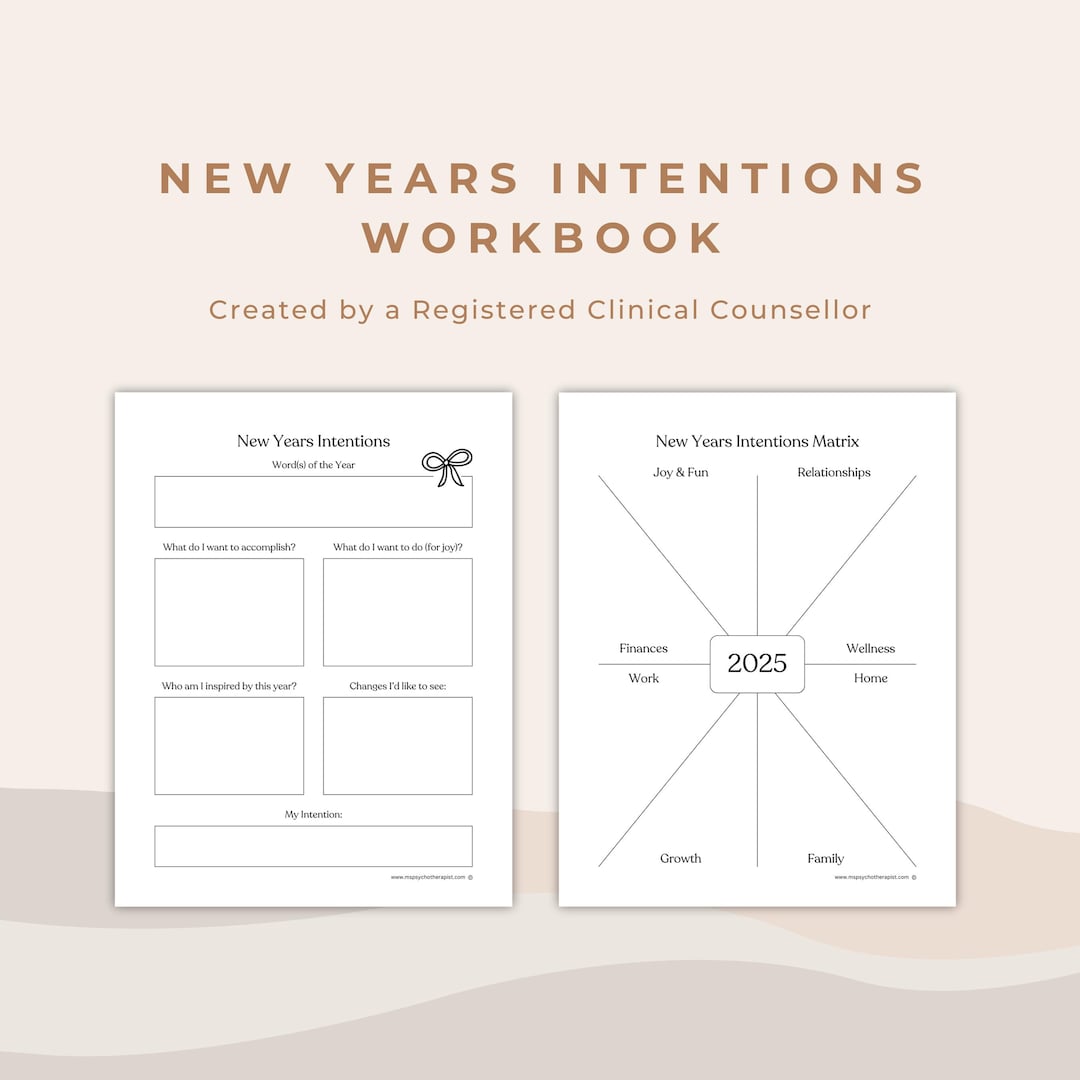 New Years Resolution Worksheet for Setting Goals and Intentions ...
