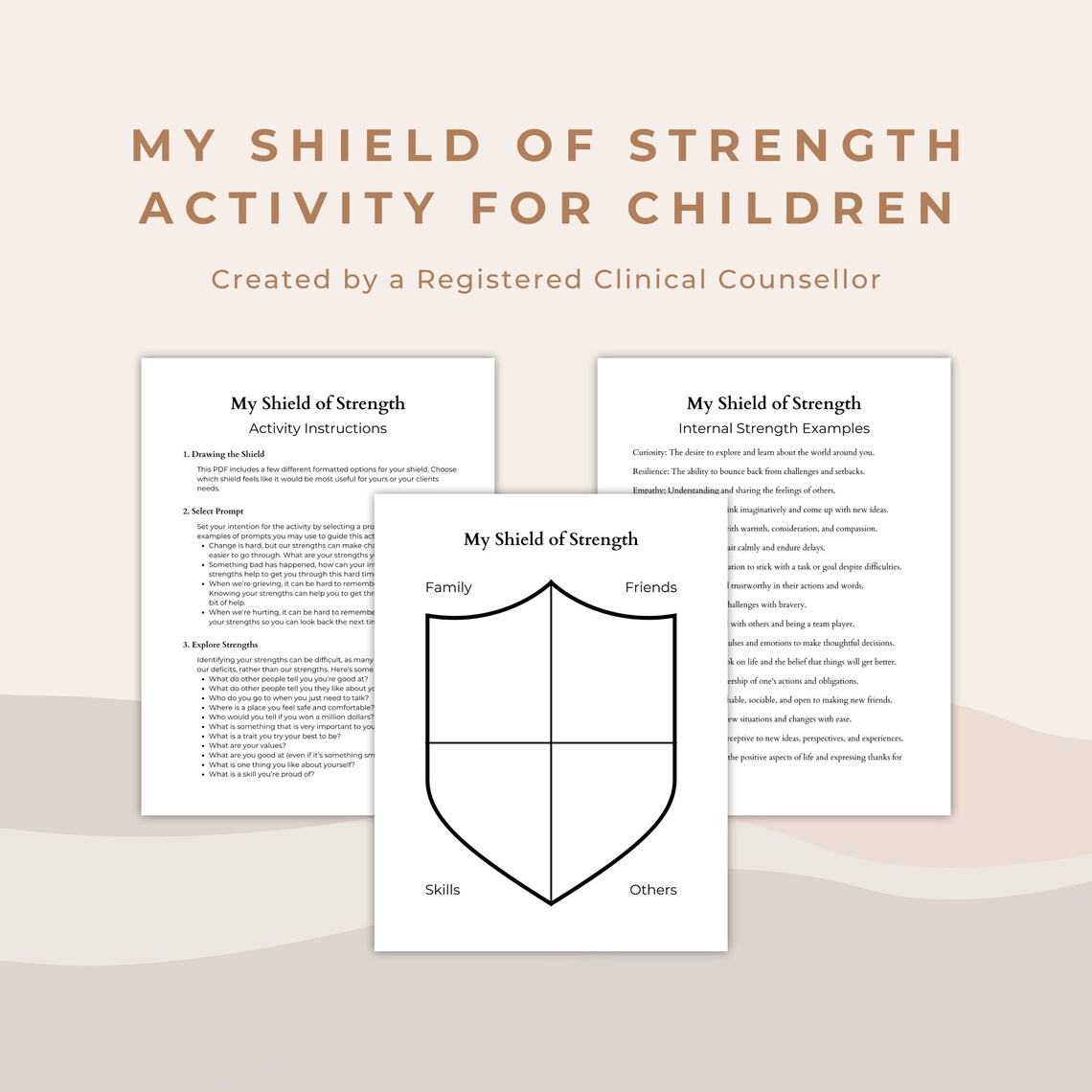 Shield of Strength Worksheet: Children's Therapy Tool (PDF) - Etsy