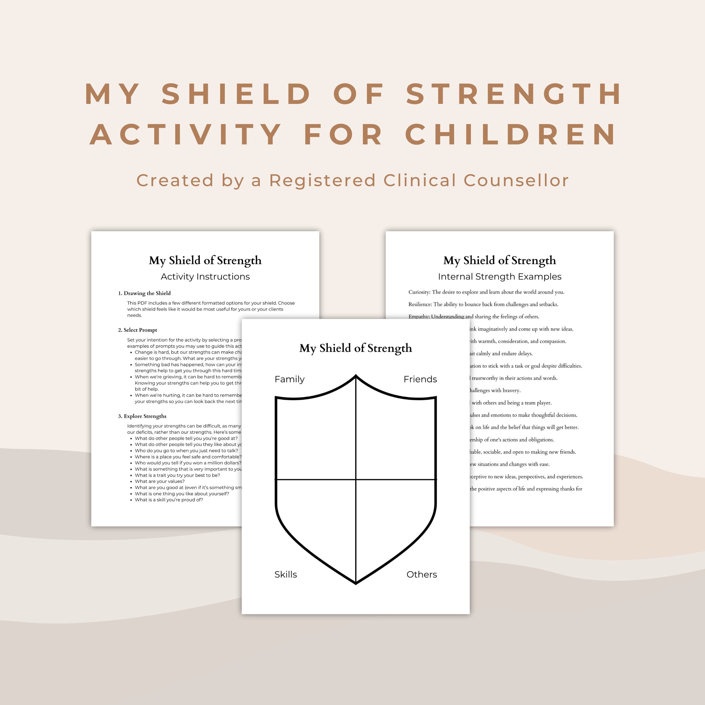 Shield of Strength Worksheet for Hurting or Grieving Children Childrens ...