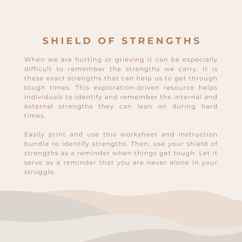Shield of Strength Worksheet for Hurting or Grieving Children Childrens ...