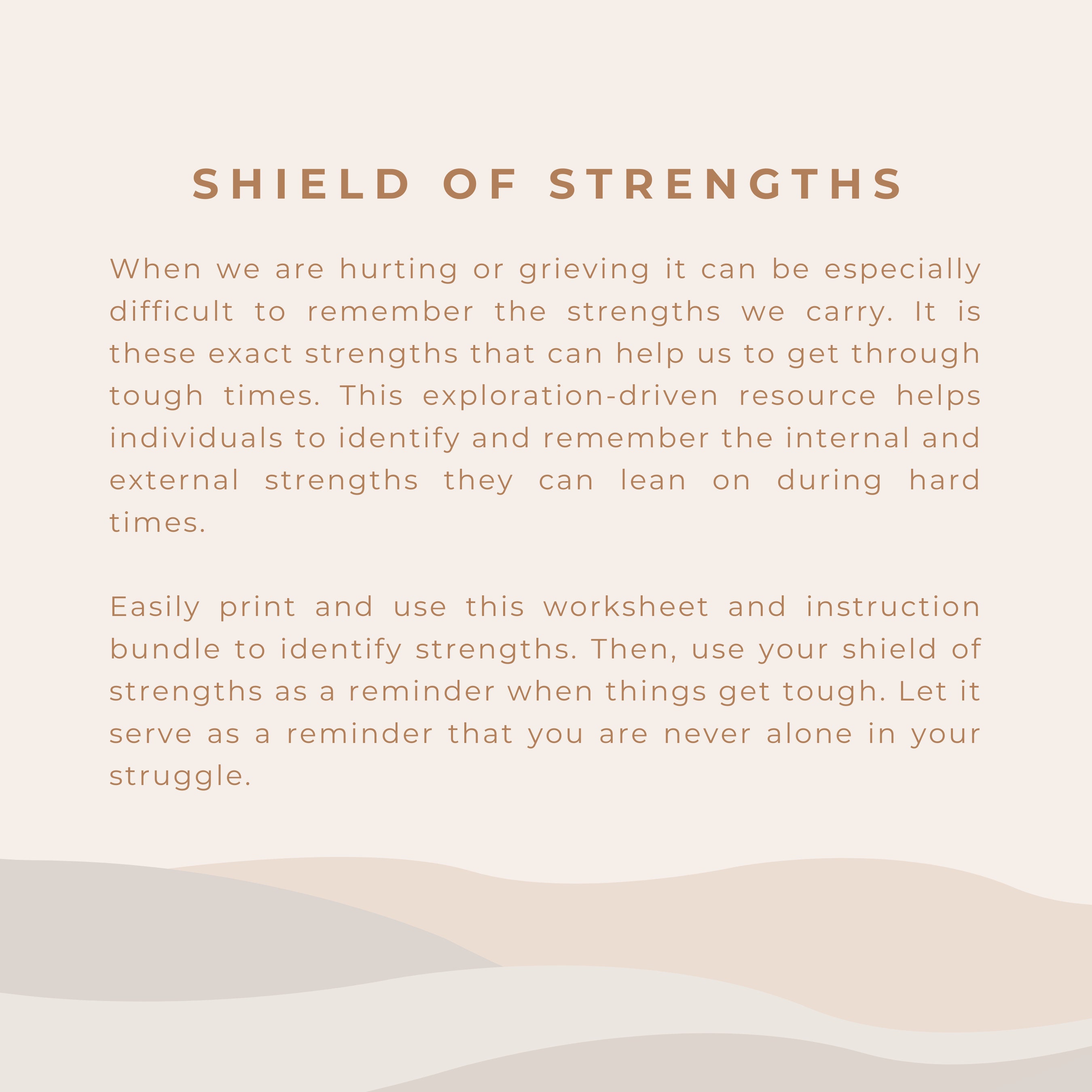 Shield of Strength Worksheet for Hurting or Grieving Children Childrens ...