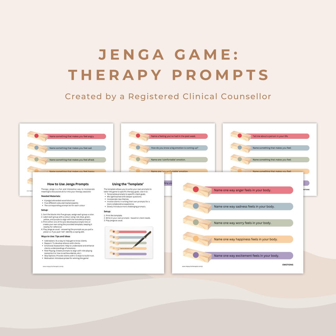 Jenga Prompts for Therapeutic Practice: Therapy Games for Teens and ...
