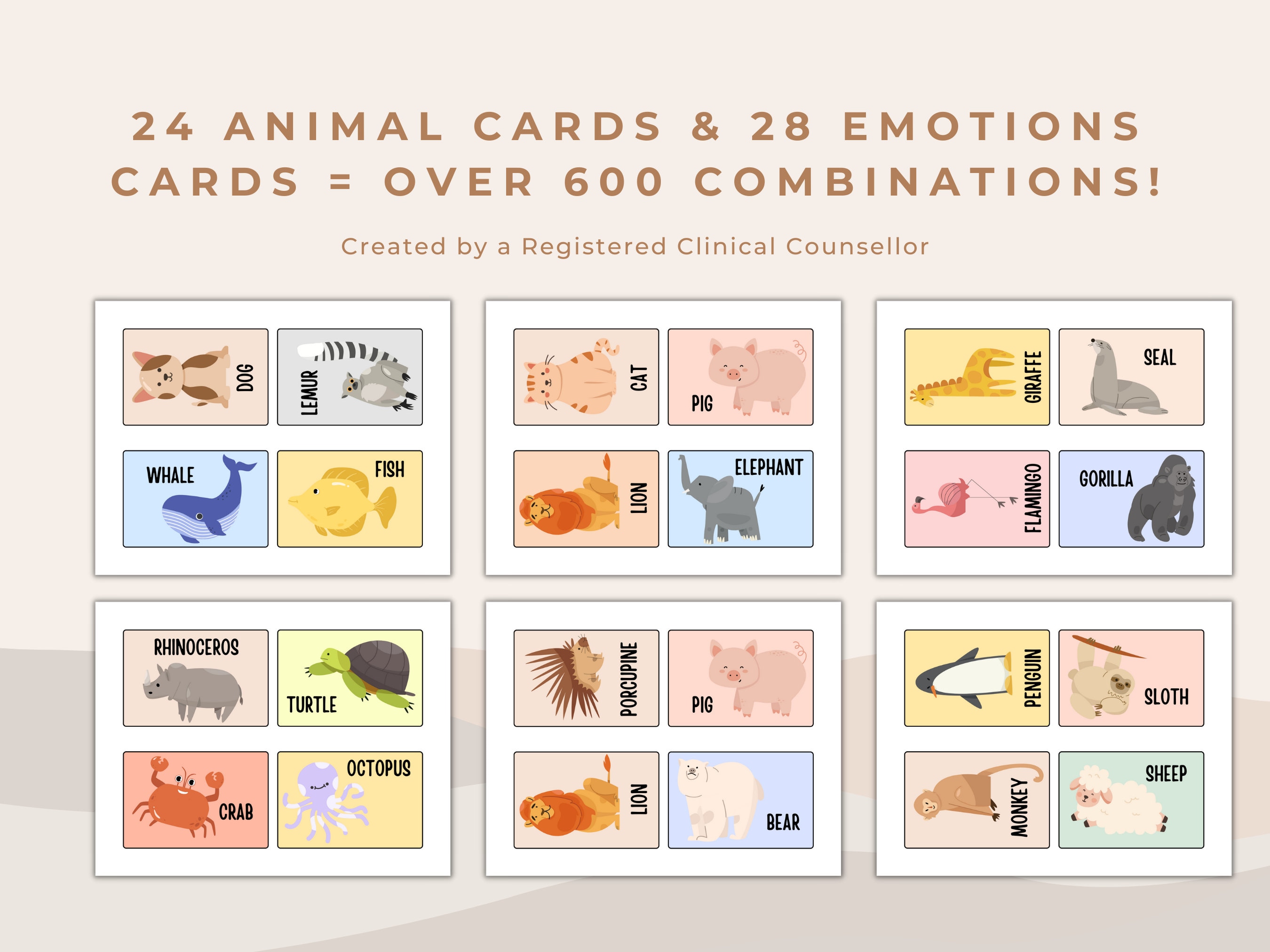 Emotions Charades Game With Animals for Teaching Social Skills - Etsy ...