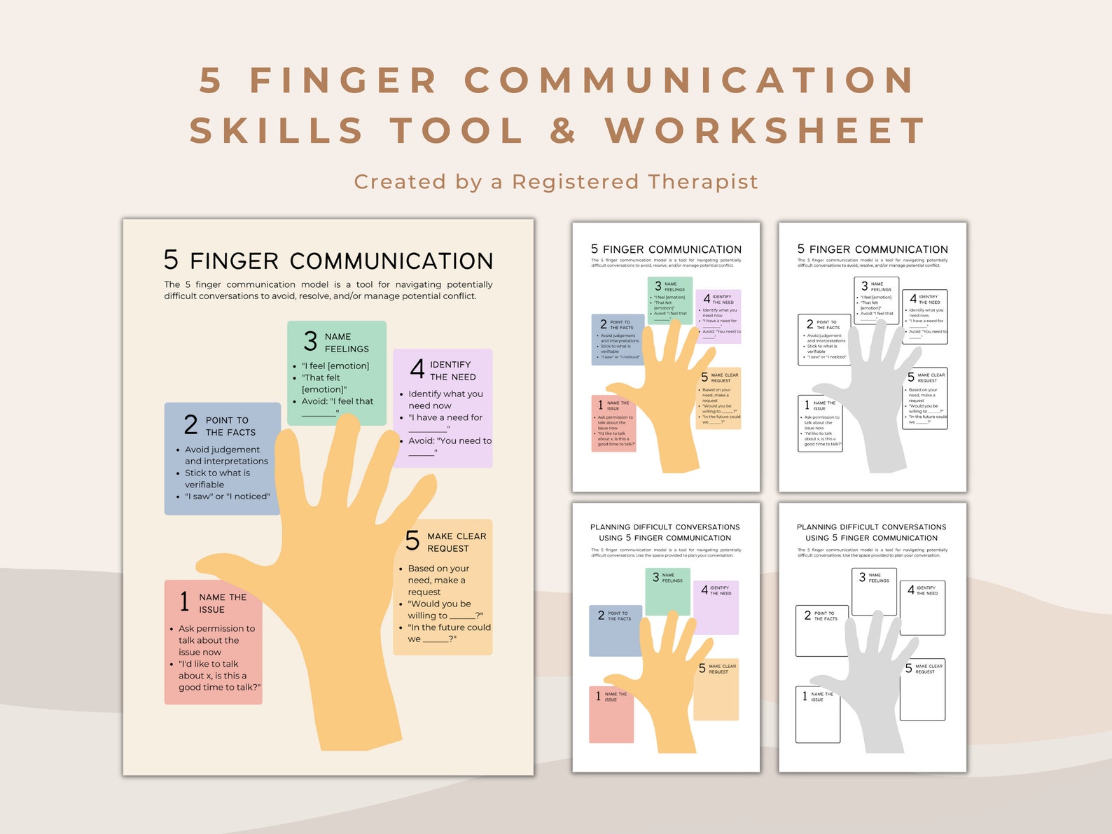 Five Finger Communication a Tool for Enhancing Communication - Etsy