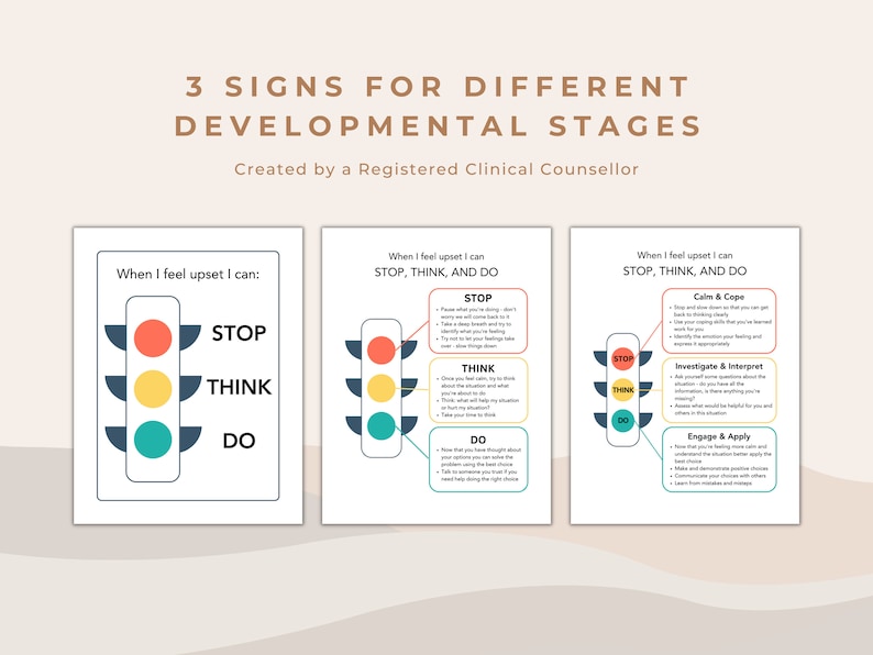 Stop Think Do Traffic Light Worksheets and Mental Health - Etsy