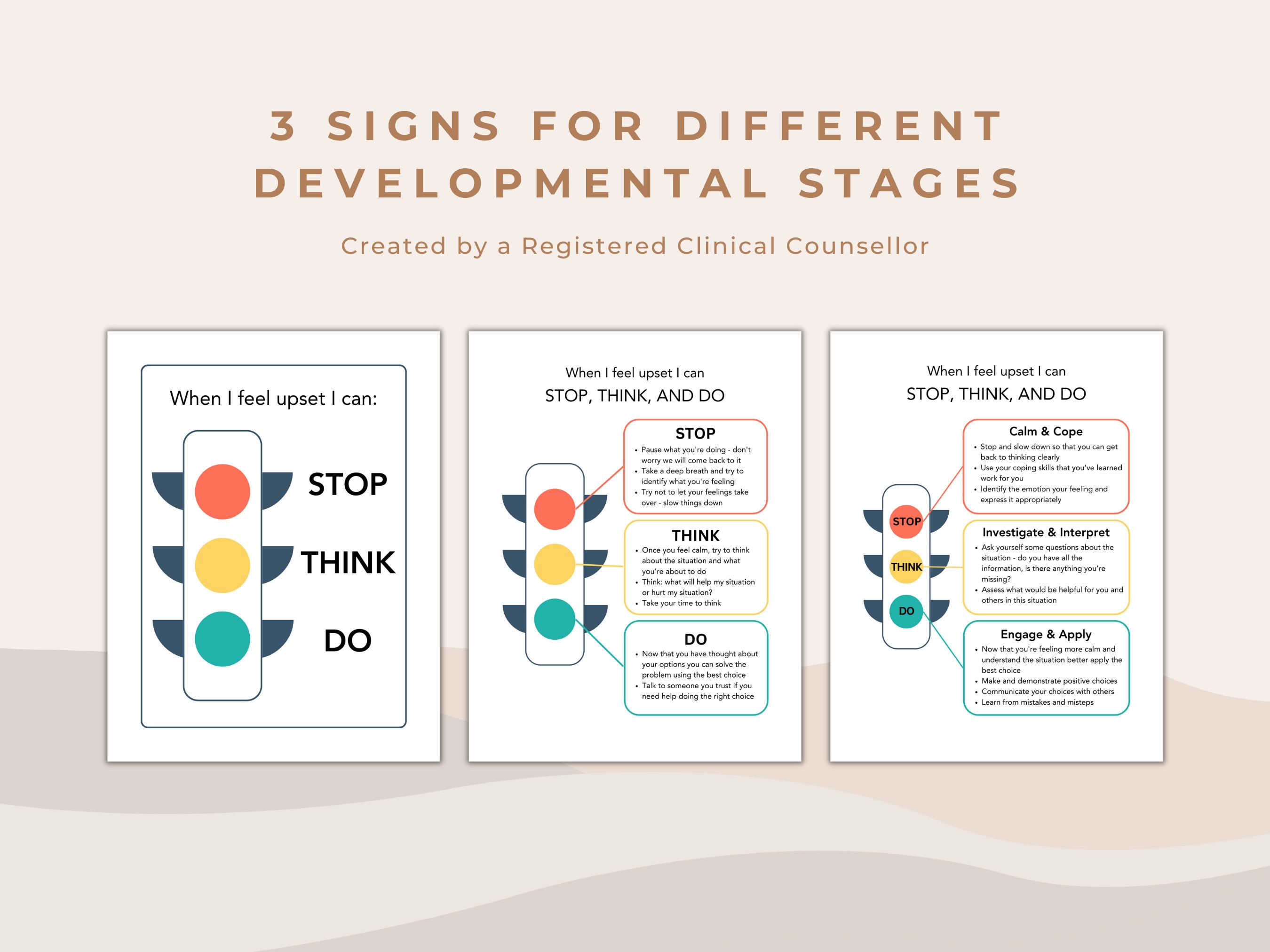 Stop Think Do Traffic Light Worksheets and Mental Health - Etsy