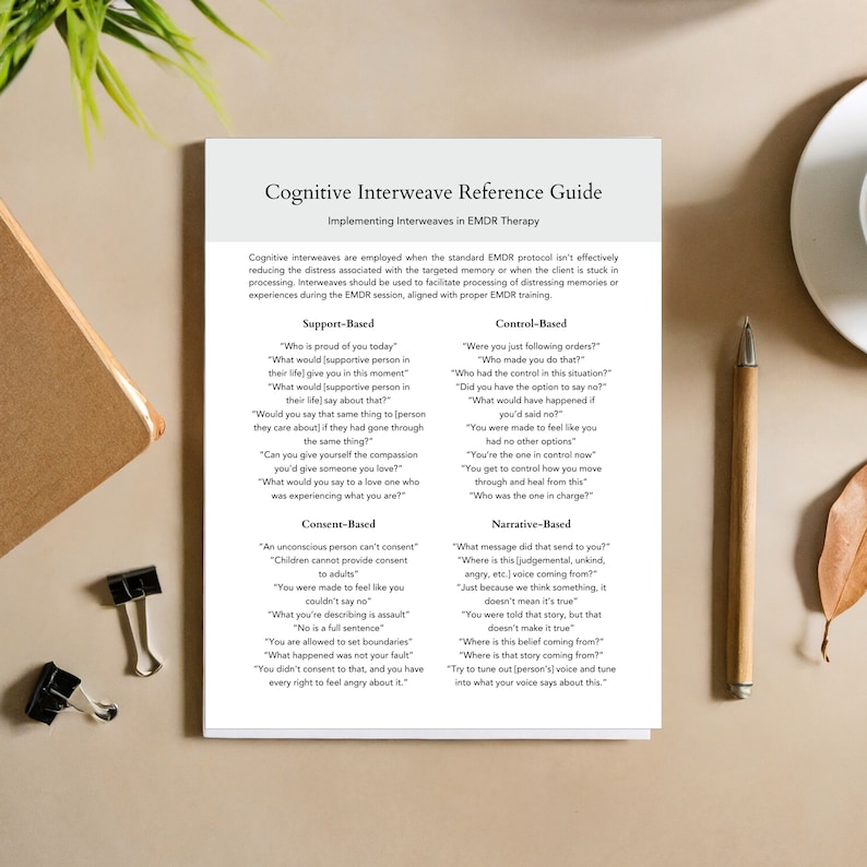 EMDR Cognitive Interweave Guide: Somatic Therapy Printables (PDF) - Etsy
