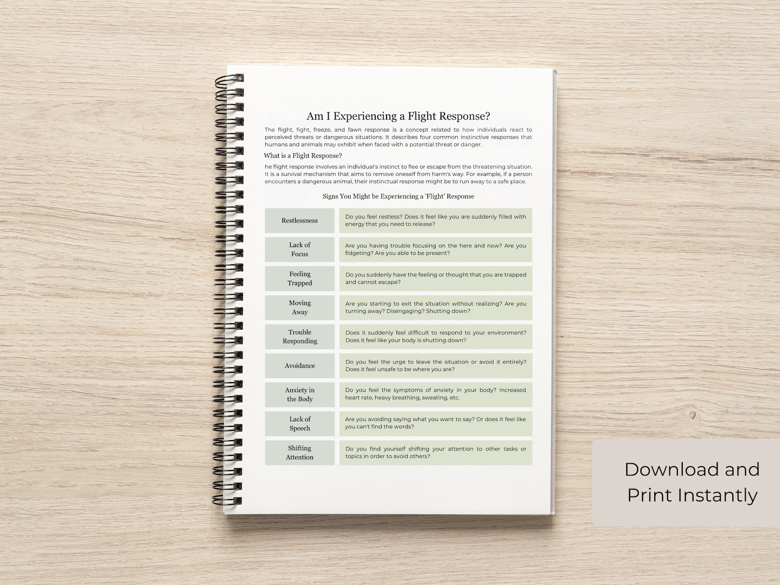 Fight Flight Freeze Fawn Response Worksheets: Trauma Therapy (PDF ...