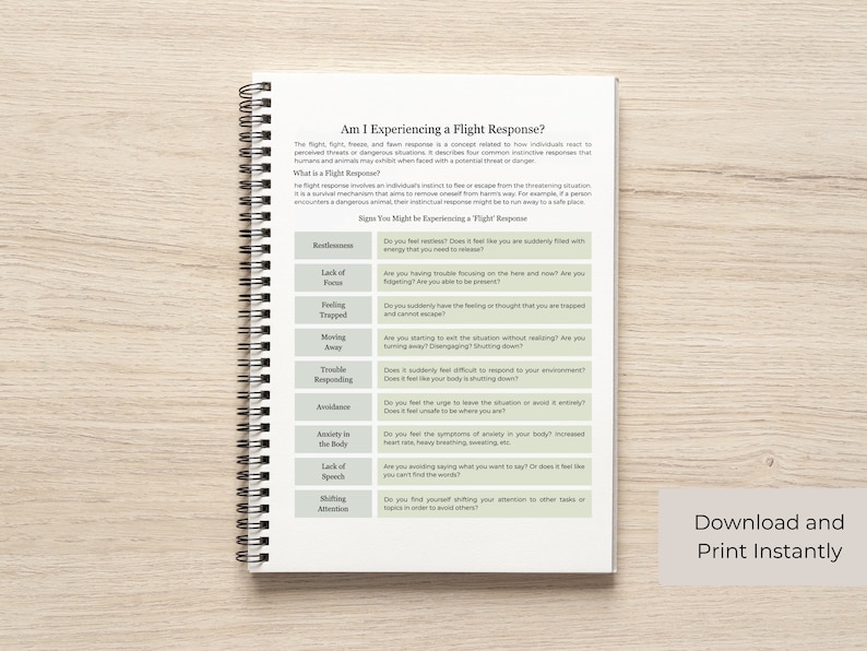 Fight Flight Freeze Fawn Response Worksheets: Trauma Therapy (PDF ...