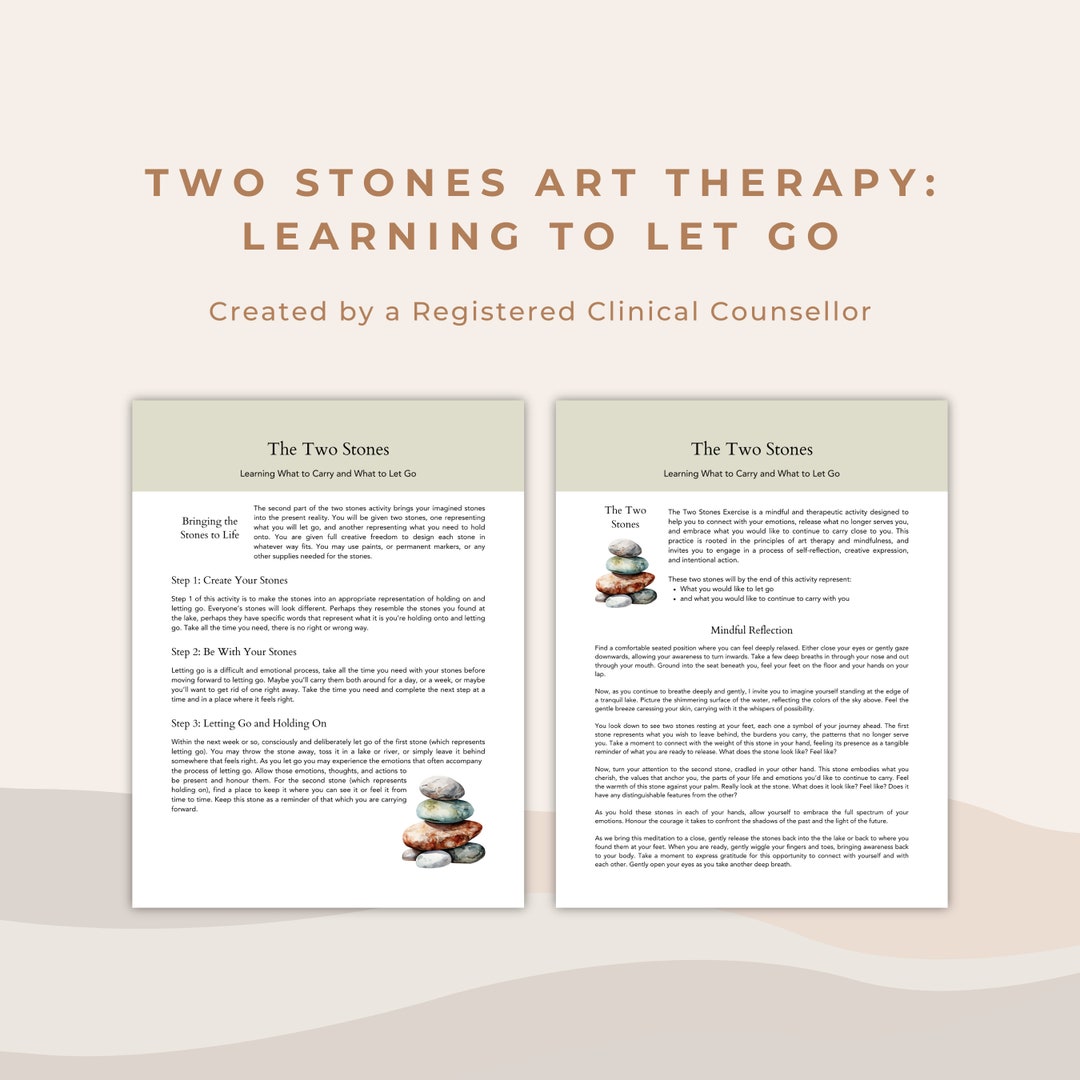 Two Stones Art Therapy Activity: Letting Go & Holding on (PDF) - Etsy