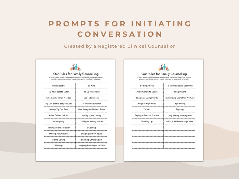 Family Therapy Rules Worksheet: Counselling Prompts (PDF) - Etsy