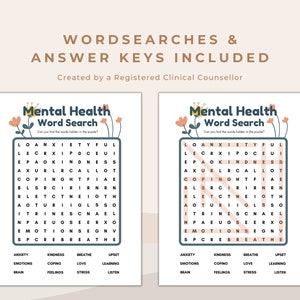 Mental Health Emotions Wordsearches for Children | Teaching Coping ...