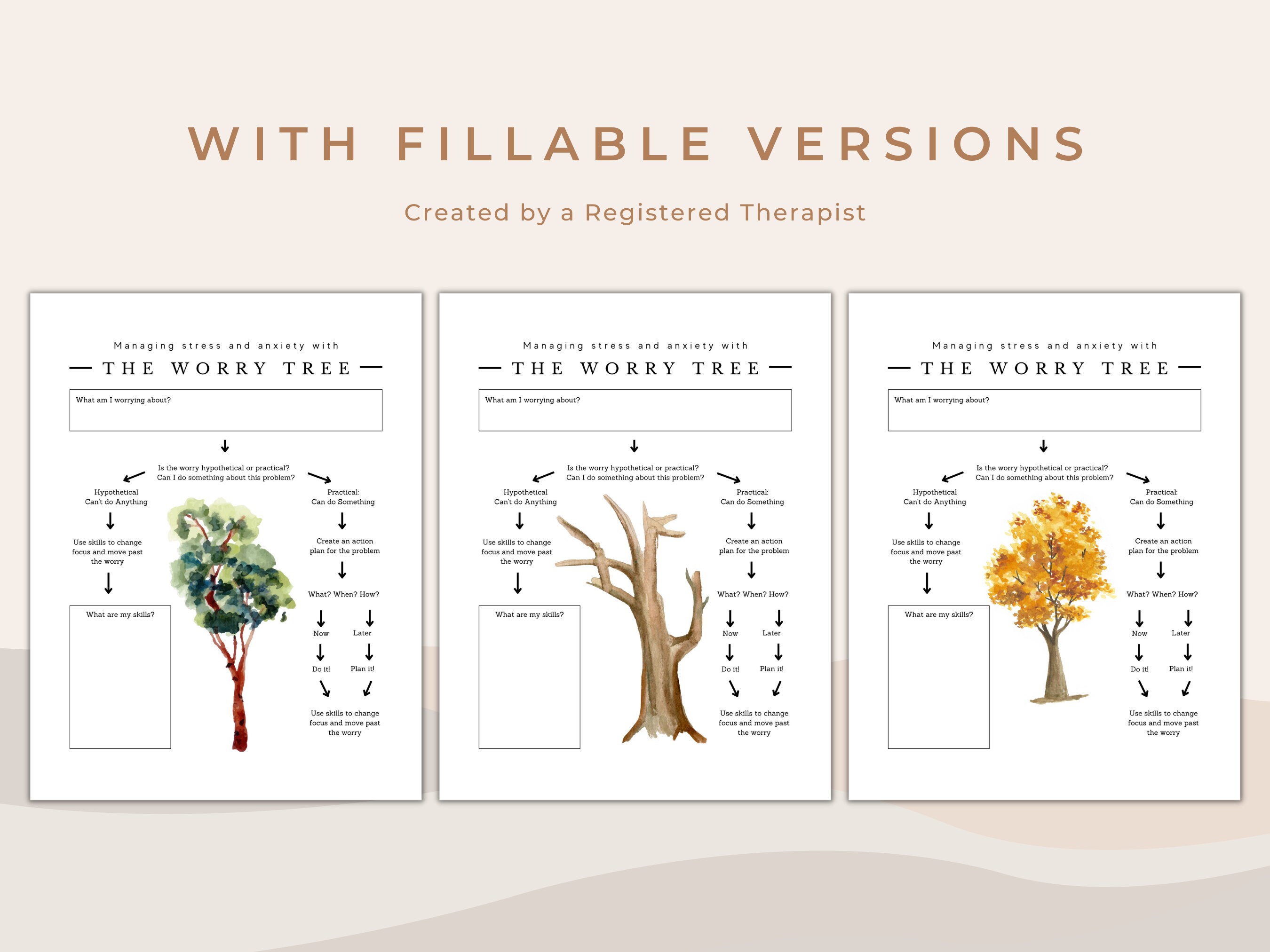 The Worry Tree: Anxiety Management Tool for Therapists (PDF) - Etsy
