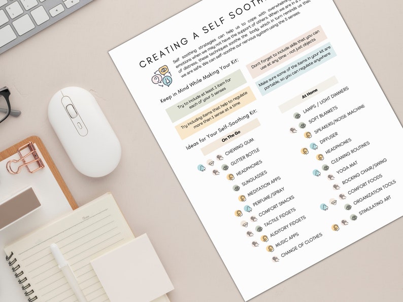 Self Soothing Kit Builder Therapeutic Worksheets for Calming - Etsy