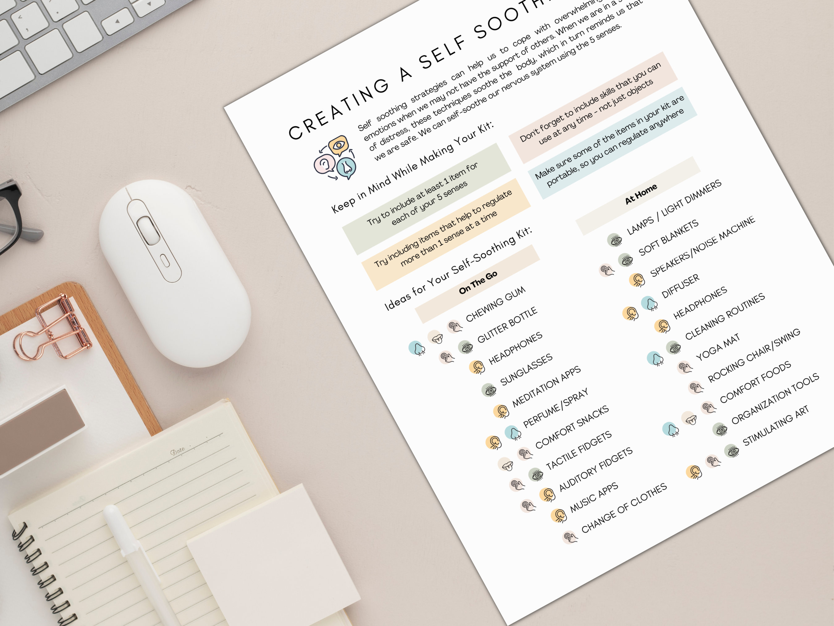 Self Soothing Kit Builder Therapeutic Worksheets for Calming - Etsy