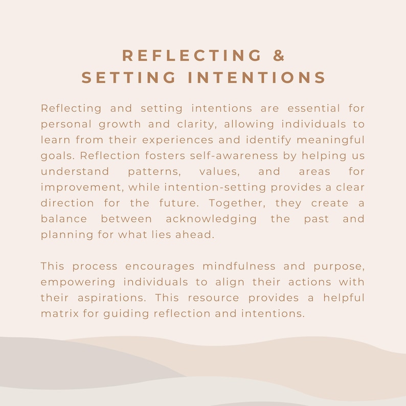 Intentions and Reflections Matrix Worksheet: Monthly & Weekly Goal ...