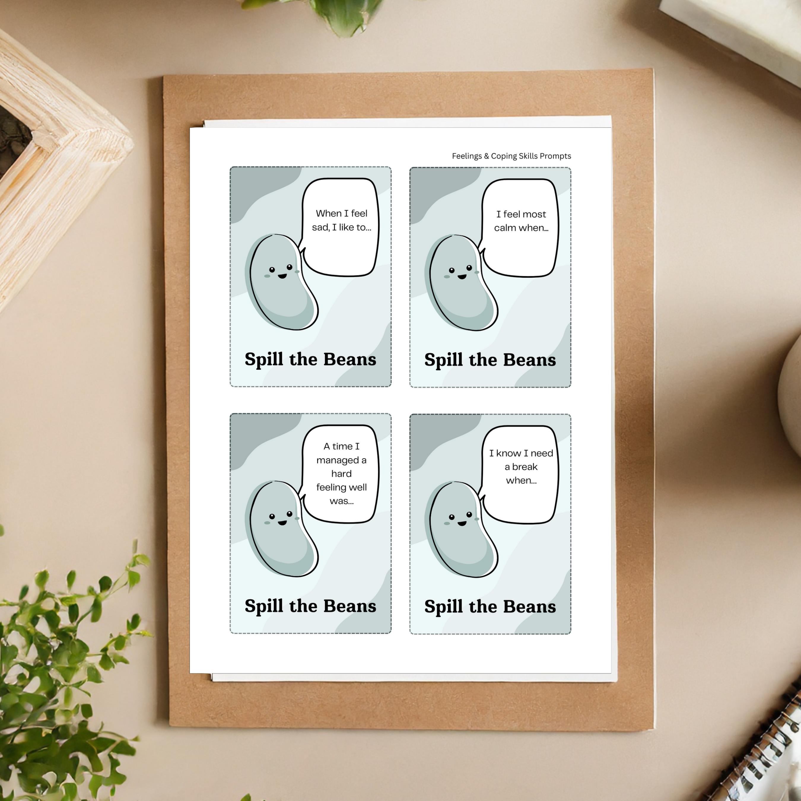 Spill the Beans Cards: Conversation Prompt Cards for Therapy With Teens ...