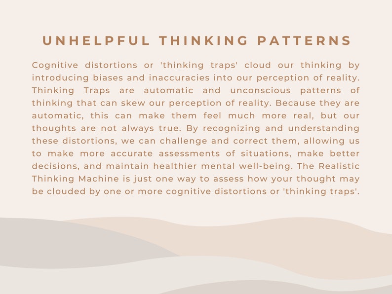 The Realistic Thought Machine Worksheet: Cognitive Behavioural Therapy ...