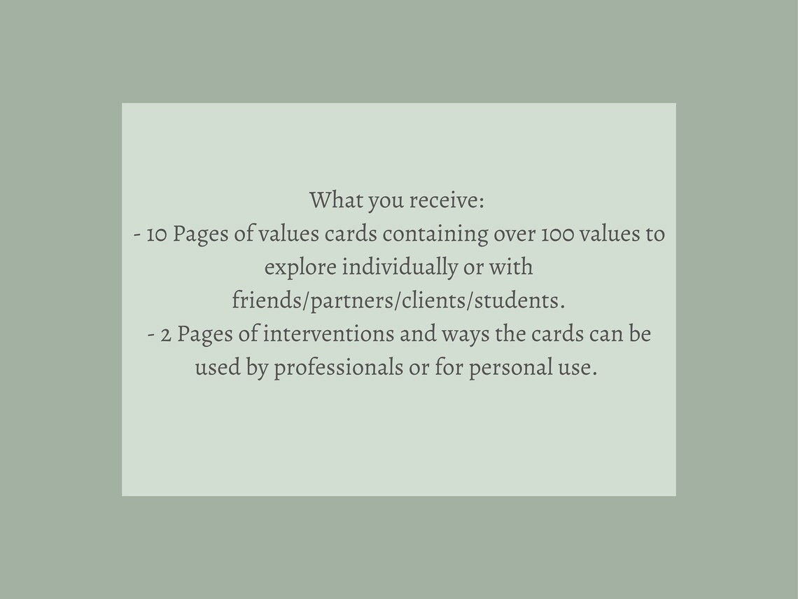 Values Identification and Exploration Cards for Therapeutic - Etsy