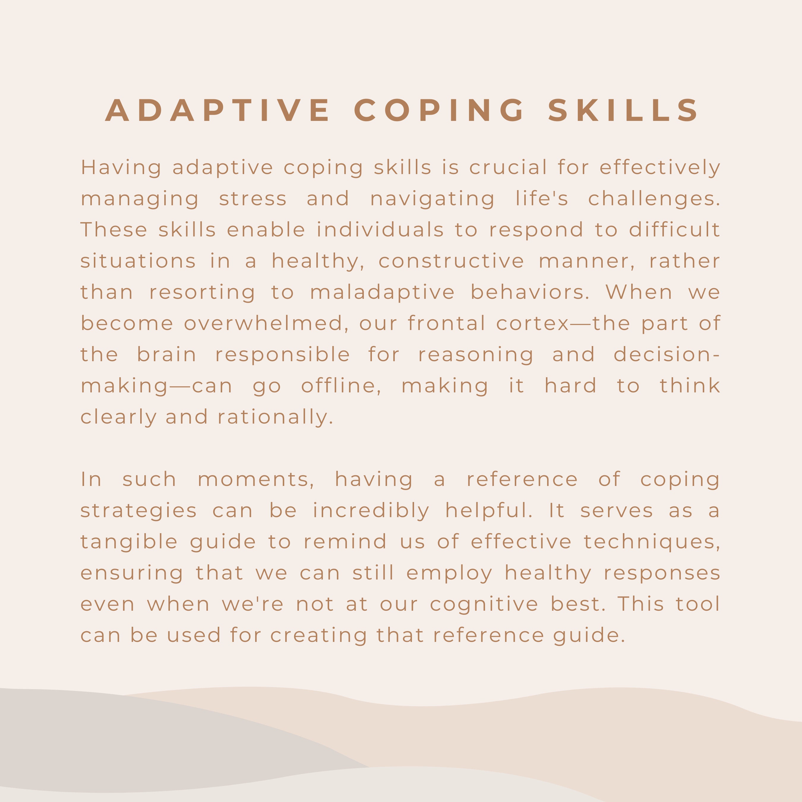 Adaptive Coping Skills Reference Guide and Worksheet: Too for ...
