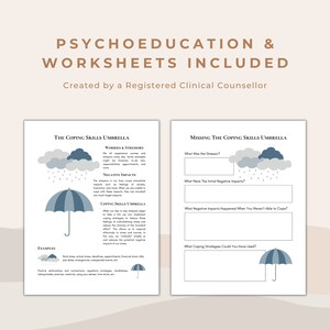 Coping Skills Umbrella Psychology Worksheets and Psychoeducation Prints ...