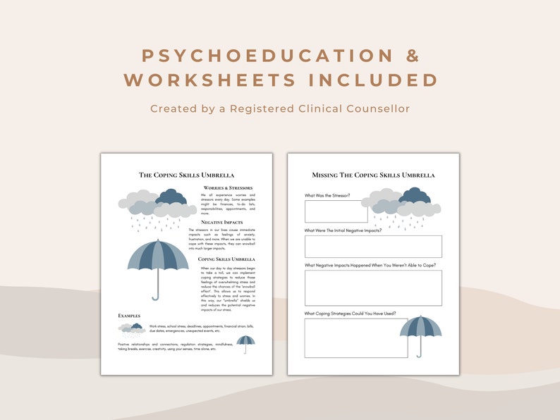 Coping Skills Umbrella Psychology Worksheets and - Etsy Singapore