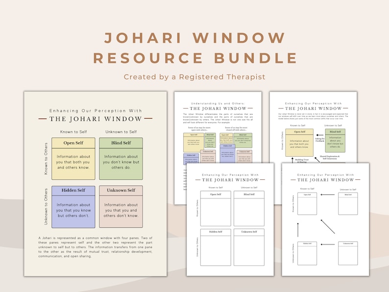Johari Window Worksheets & Prints: Counselor Tools (digital Download ...