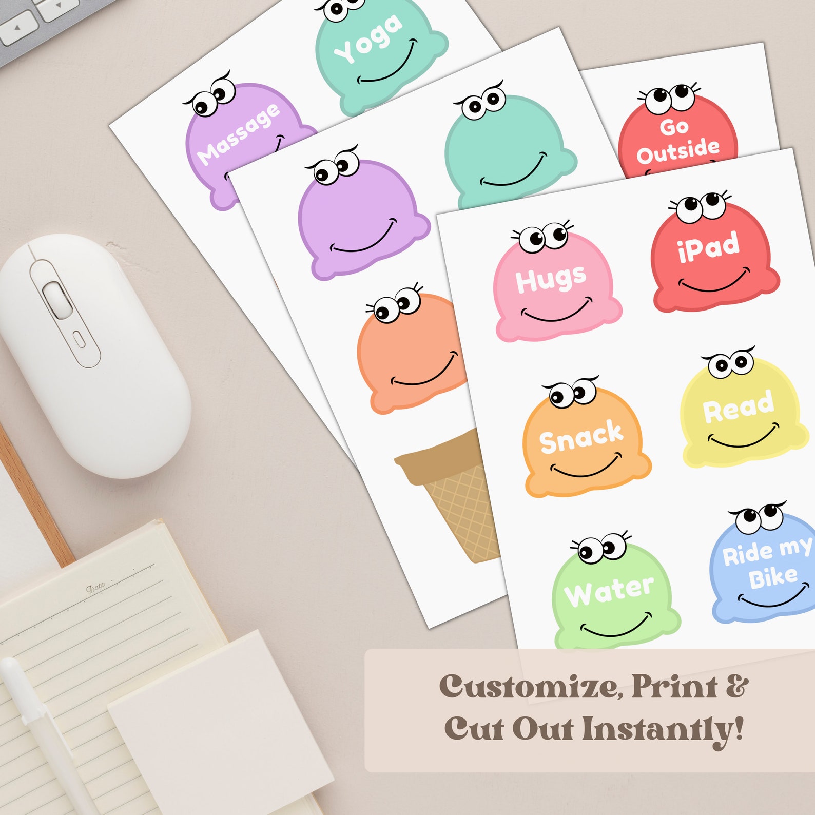 Coping Ice Cream Cones for Kids | Emotional Regulation and Calm Corner ...