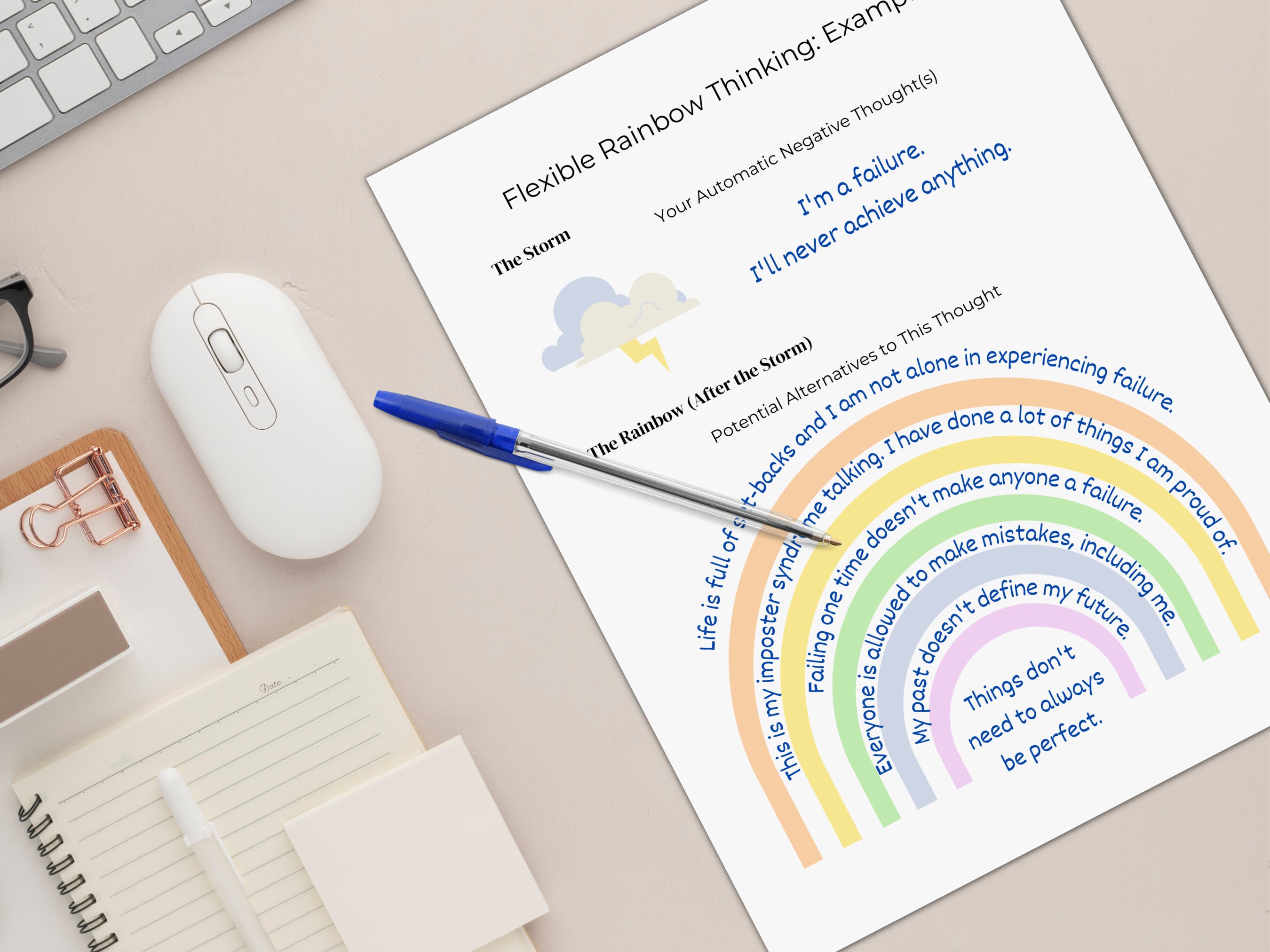 Flexible Rainbow Thinking Therapeutic Worksheet for Assessing and ...